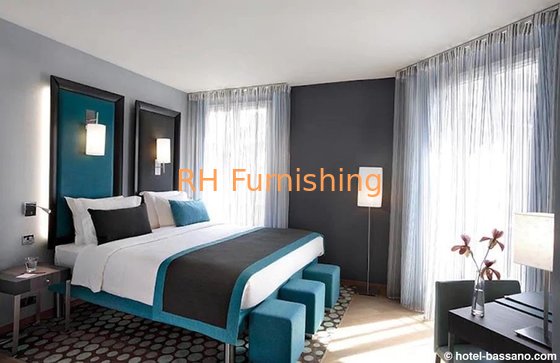 Equatorial Guinea furniture supplier from China factory for hotel bedroom fabric bed with side table and Writing desk supplier
