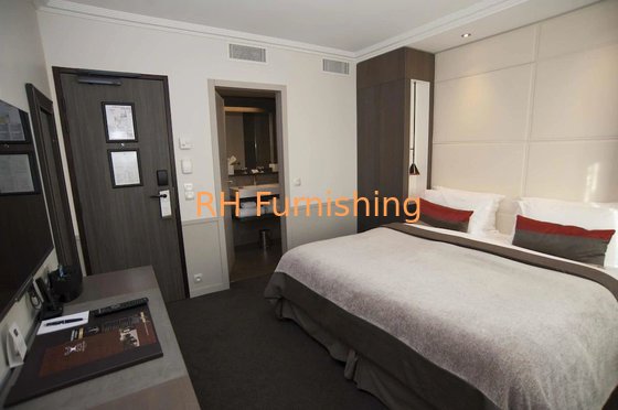 Eritrea luxury hotel design of interior furniture by upholstered headboard bed with chairs and desk table supplier