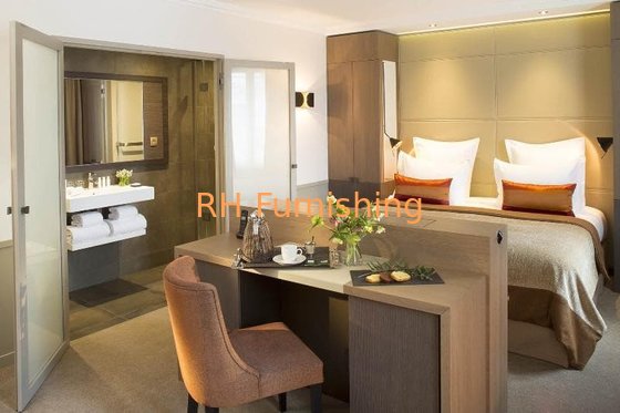 Eritrea luxury hotel design of interior furniture by upholstered headboard bed with chairs and desk table supplier