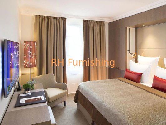 Eritrea luxury hotel design of interior furniture by upholstered headboard bed with chairs and desk table supplier