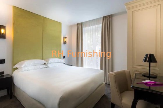 Gambia furniture supplier from China for hotel bedroom furniture of fabric headboard bed with Classic desk table supplier