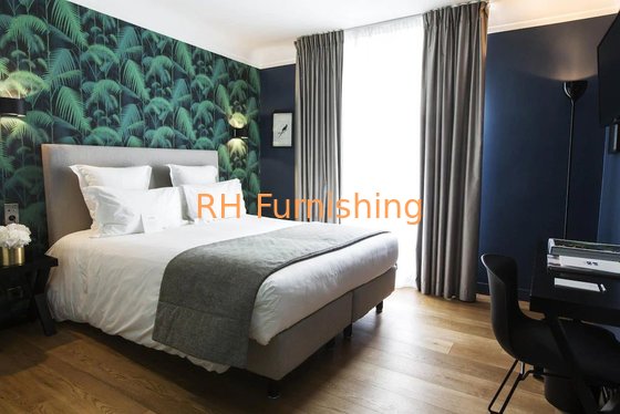 Congo hotel room furniture from China by Leather bed with wood side table and TV table cabinet supplier