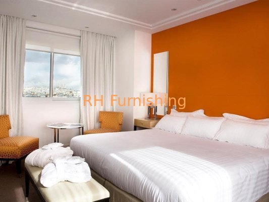 Comoros hotel style apartment furniture design of bedroom furniture set with Laminate wood TV cabinet and Living sofa supplier