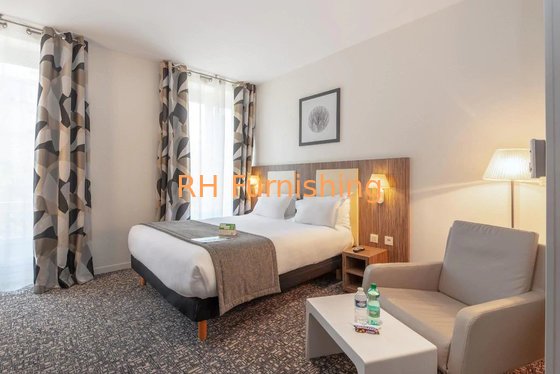 Côte d'Ivoire hotel furniture agent from China factory for hotel room bed sets with TV cabinet and lounge sofa chairs supplier