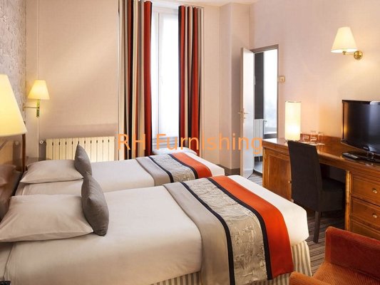 Lesotho hotel furniture China supplier for wood bed with desk table and living room sofa chairs supplier