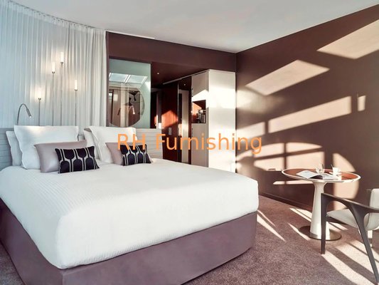 Libya new hotel furniture manufactuer from China for bedroom set of upholstered bed and wood wardrobe cabinet with Loung supplier
