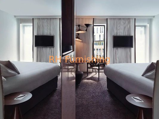 Libya new hotel furniture manufactuer from China for bedroom set of upholstered bed and wood wardrobe cabinet with Loung supplier