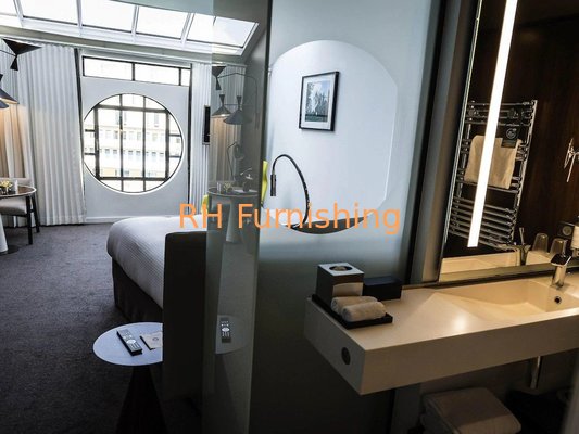 Libya new hotel furniture manufactuer from China for bedroom set of upholstered bed and wood wardrobe cabinet with Loung supplier