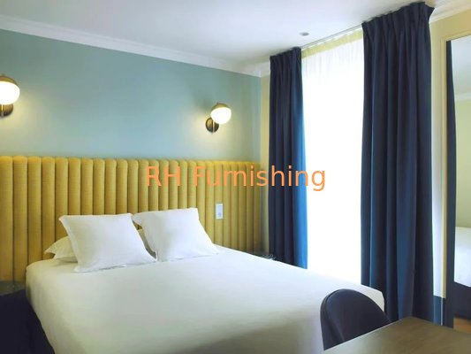 Rwanda luxury bedroom furniture of fabric bed for hotel room with wood desk table and living room sofa set supplier