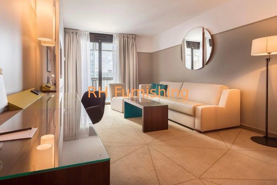 Mauritius hotel style apartment design furniture from China factory for bedroom set by upholstered with wood cabinet supplier