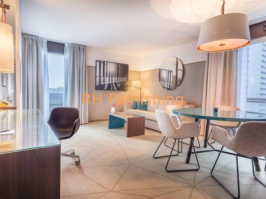 Mauritius hotel style apartment design furniture from China factory for bedroom set by upholstered with wood cabinet supplier