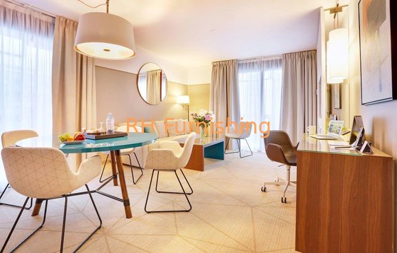 Mauritius hotel style apartment design furniture from China factory for bedroom set by upholstered with wood cabinet supplier