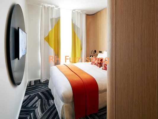Mauritania hotel furniture from China manufactuer wood bed with nighstand and Upholstered sofa chairs supplier