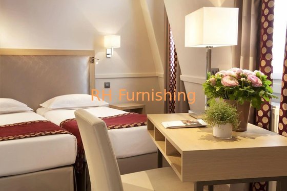 Johannesburg furniture supplier for Hotel guestroom furniture set by leather bed with writing desk table and wardrobe supplier