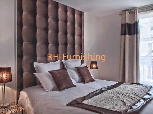 Niger Hotel furniture supplier for Hotel upholstered pad headboard used colorful leather with fabric and white desk tabl supplier