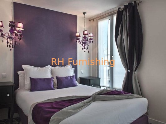 Niger Hotel furniture supplier for Hotel upholstered pad headboard used colorful leather with fabric and white desk tabl supplier