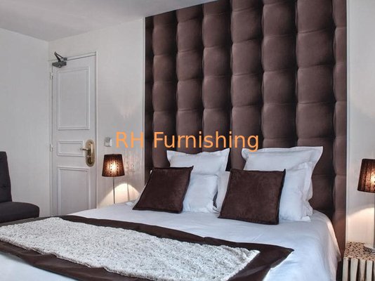 Niger Hotel furniture supplier for Hotel upholstered pad headboard used colorful leather with fabric and white desk tabl supplier
