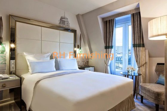Senegal luxury hotel design of furniture used Stainless steel headboard bed with side table and glossy painting desk tab supplier