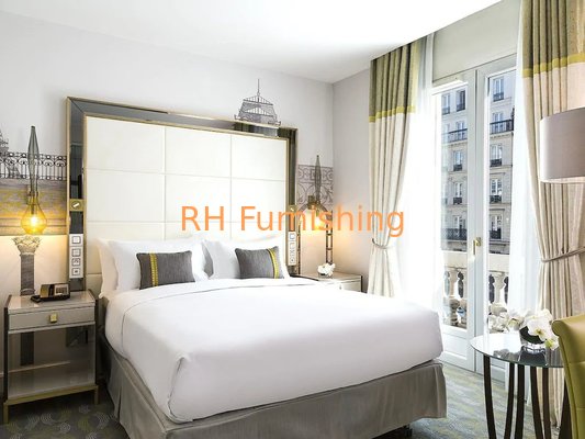 Senegal luxury hotel design of furniture used Stainless steel headboard bed with side table and glossy painting desk tab supplier