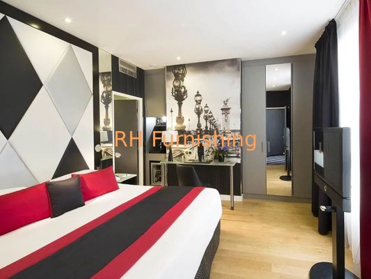 Senegal Dakar apartment furniture bedroom leather headboard bed with mirror on wall and modern design desk table supplier