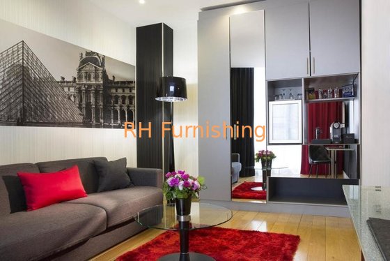 Senegal Dakar apartment furniture bedroom leather headboard bed with mirror on wall and modern design desk table supplier