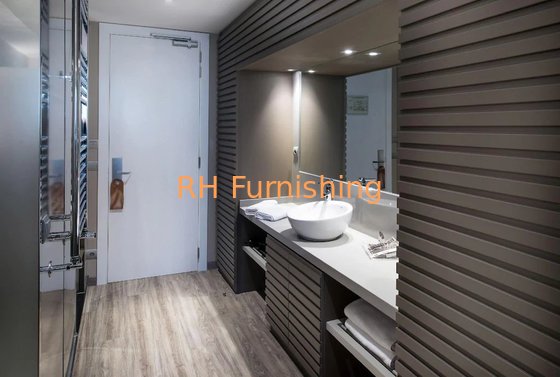 Sao Tome and Principe hotel apartment furniture of modern upholstered bed with glossy painitng side table and Long table supplier