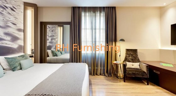Swaziland hotel furniture supplier from China factory for upholstered bed with TV stand and Wardrobe cabinet supplier