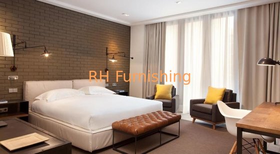 Sudan hotel furniture liquidators from China manufactuer Italy design leather bed with metal side table and dining table supplier