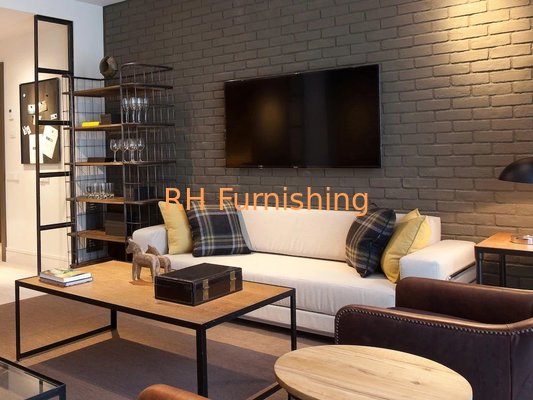Sudan hotel furniture liquidators from China manufactuer Italy design leather bed with metal side table and dining table supplier
