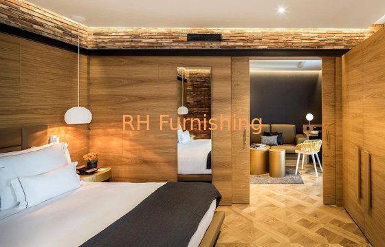 Tanzania luxury hotel furniture manufactuer from China for bedroom furniture set by leather bed with bench sofa and chai supplier