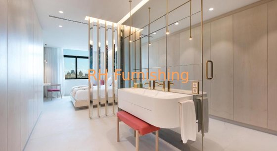 Chad hotel furniture manufactuer from China by Melamine board bed with nightstand and Dining table cabinet supplier