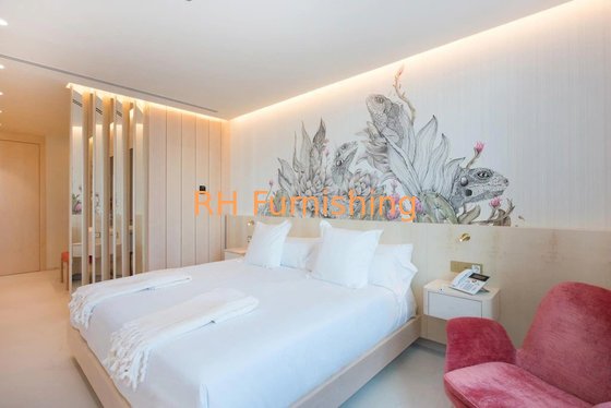 Chad hotel furniture manufactuer from China by Melamine board bed with nightstand and Dining table cabinet supplier