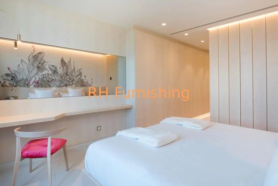 Chad hotel furniture manufactuer from China by Melamine board bed with nightstand and Dining table cabinet supplier