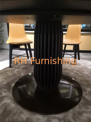 Round dining table by Oak wood in hand-made structure with Stainless steel leg and Stone marble for Restaurant furniture supplier