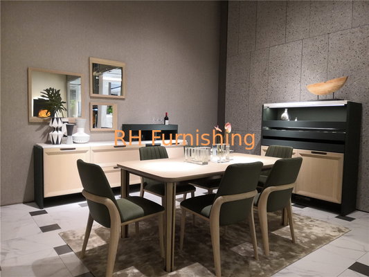Rectangle dining table by Italy designer for Villa house Living room furniture with Leather chairs and Buffet cabinet supplier