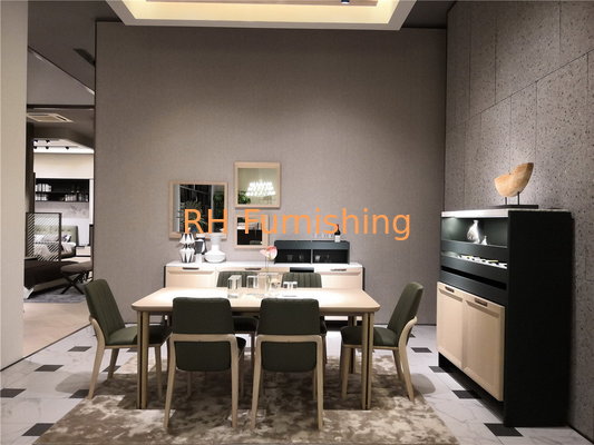 Rectangle dining table by Italy designer for Villa house Living room furniture with Leather chairs and Buffet cabinet supplier