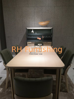 Rectangle dining table by Italy designer for Villa house Living room furniture with Leather chairs and Buffet cabinet supplier