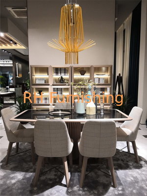 High end design furniture for Star hotel and Villa room used Restaurant table and fabric chairs by wood with marble top supplier