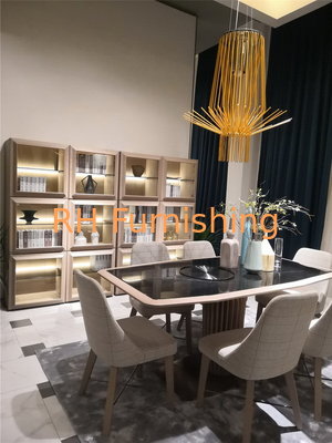 High end design furniture for Star hotel and Villa room used Restaurant table and fabric chairs by wood with marble top supplier