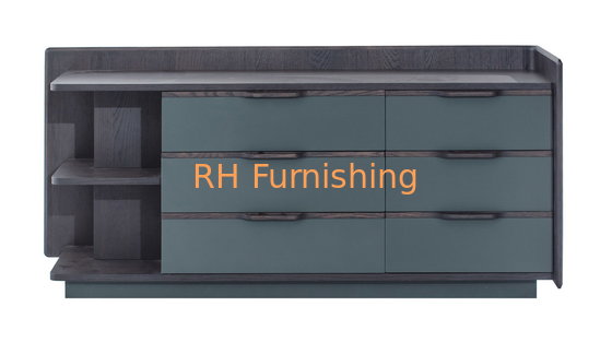 Side storage cabinet for big chest drawer with display shelves by Oak wood CASA in dark painting made from China factory supplier