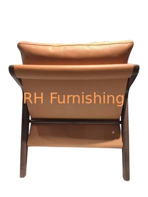 Custom made furniture of Armchair in Steel structure with Oak wood legs for Lobby leisure sofa chair by italy leather supplier