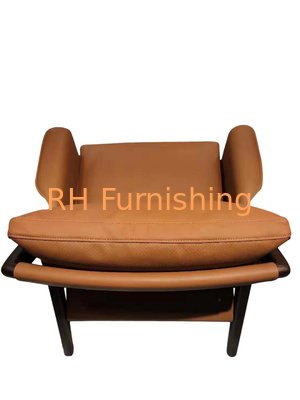 Custom made furniture of Armchair in Steel structure with Oak wood legs for Lobby leisure sofa chair by italy leather supplier