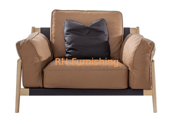 Smooth painting wood frame with Cow leather upholsered sofa in 1+2+3 seating chaise lounge sofa for Luxury reception supplier
