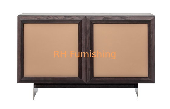Restaurant furniture of Dining side stora cabinet Buffet table in Steel legs with Leather covered Door and Oak wood casa supplier