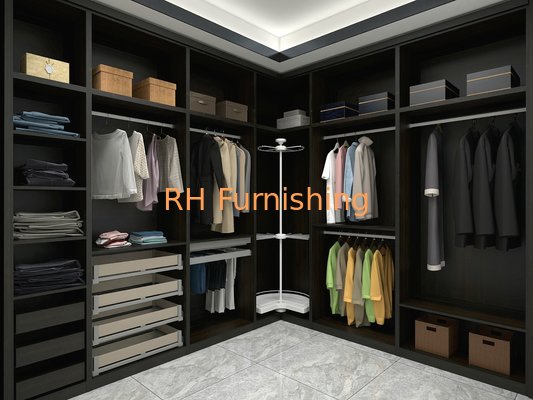 Corner Wardrobe Cabinets MDF Melamine Board Big Bedroom Closet With Storage Drawers And Display Shelves supplier