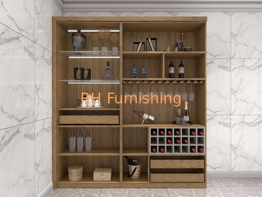 Home Bar Cabinet With Wine Storage Cabinets In Melamine Board With Acrylic Shelves And Wine Glass Rack supplier