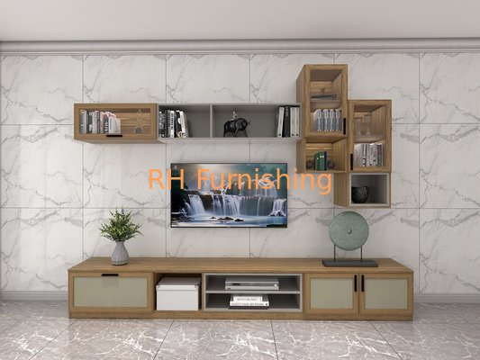 Wall Unit Set Of TV Floor Stand On Wall Cabinets Hydraulic Pressure Storage Racks Living Room Set Furniture supplier