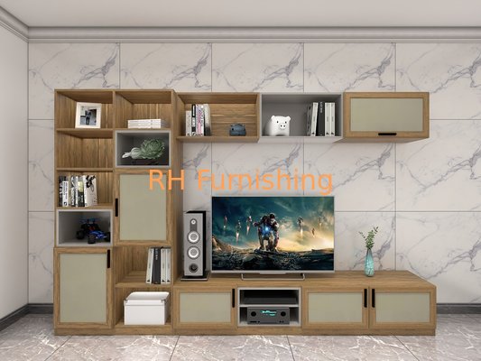 On Wall Cabinets Display Shelves By Melamine Board With Glass Racks And Floor Stand In Apartment Living Room Furniture supplier