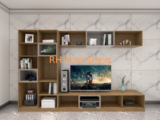 On Wall Cabinets Display Shelves By Melamine Board With Glass Racks And Floor Stand In Apartment Living Room Furniture supplier