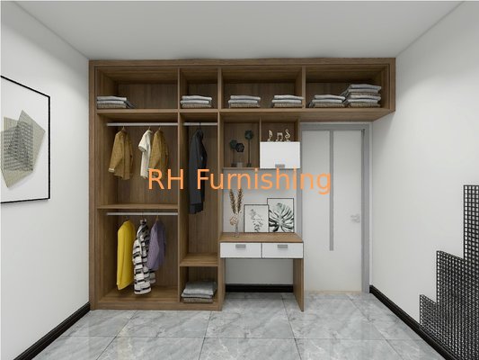 Custom Made Cloth Wardrobe With Hinge Door And Writing Desk For Single Bedroom Furniture supplier